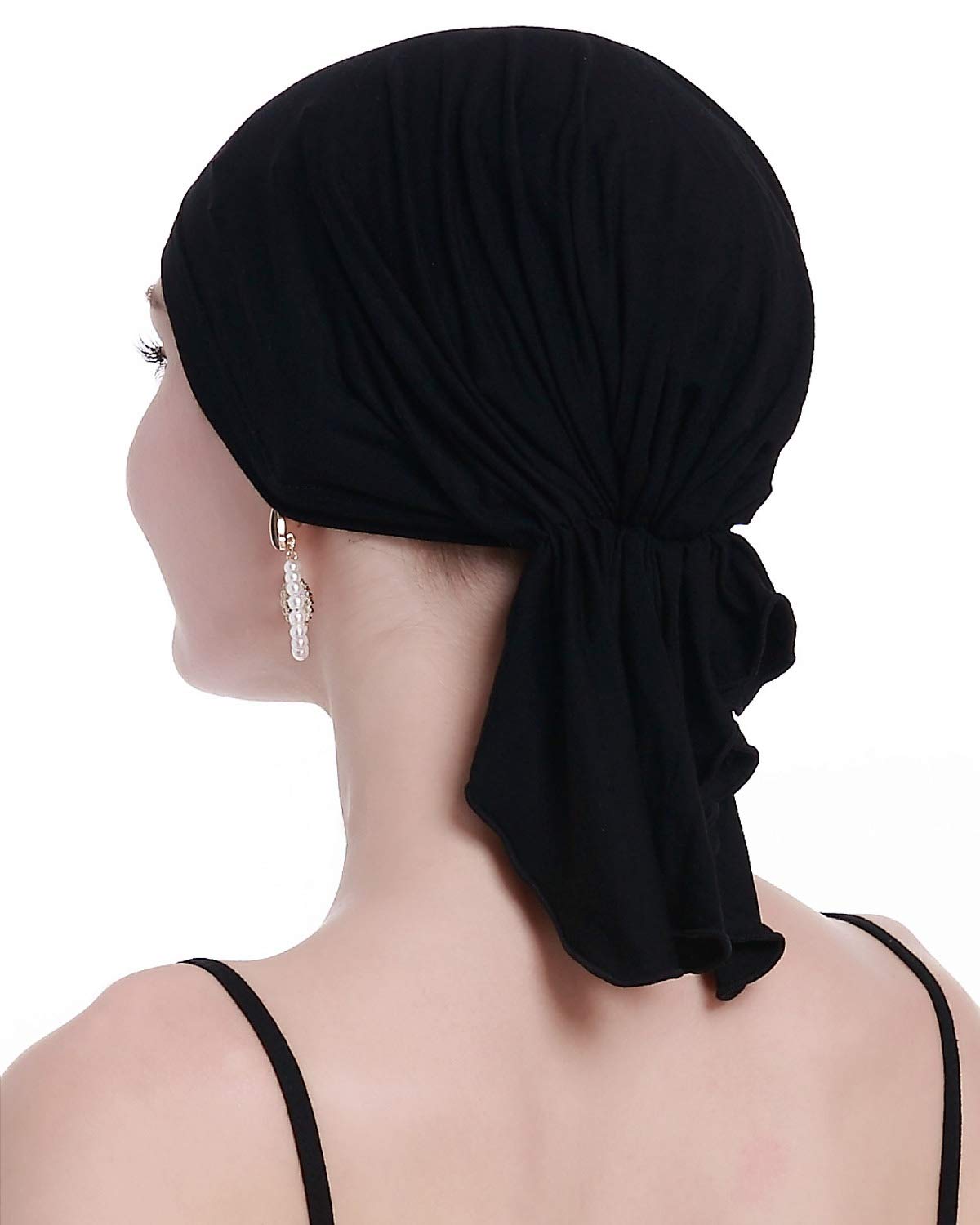 osvyo Chemo Headscarf for Women Hair Loss - Cancer Slip On Headwear Turbans Sealed Packaging Black