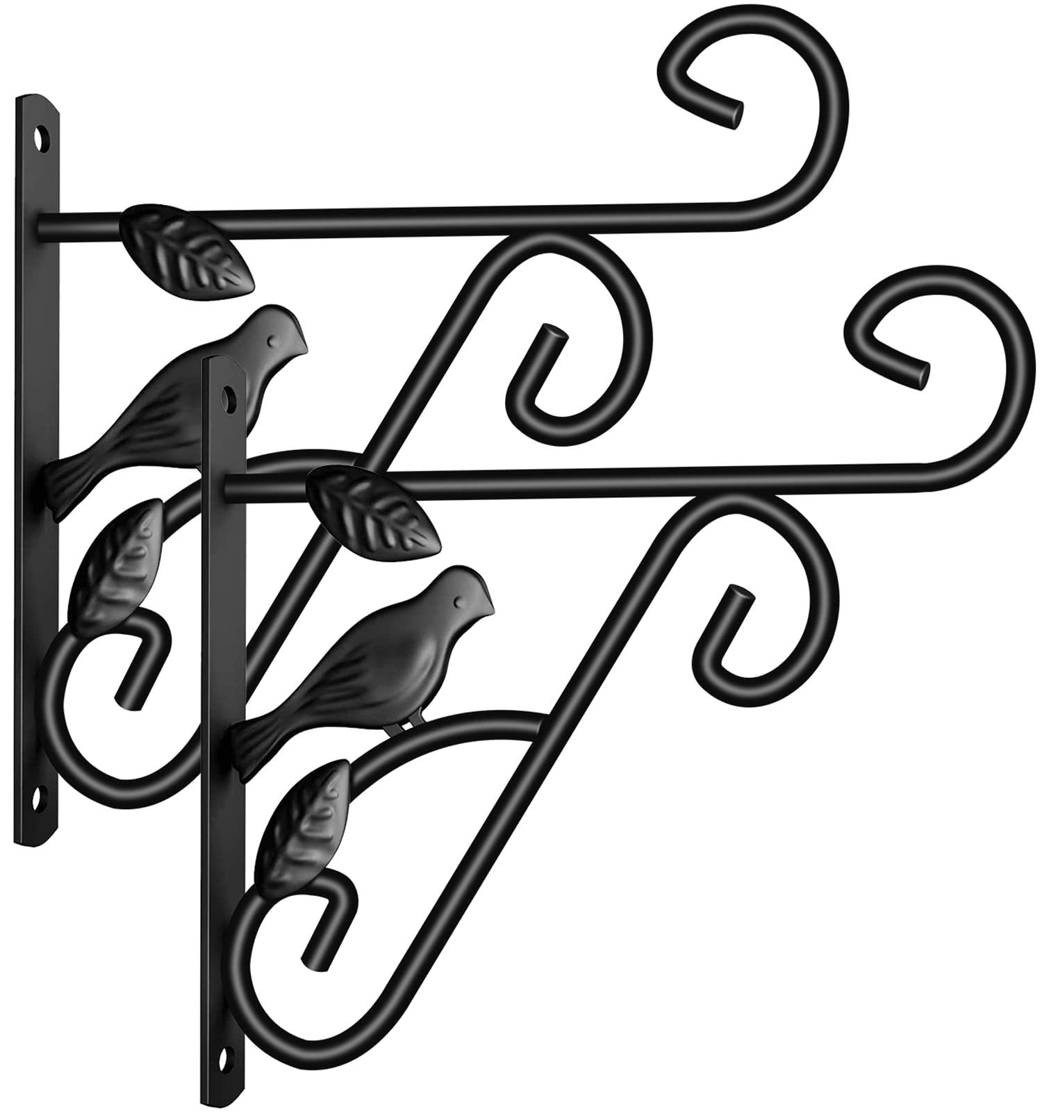 AMAGABELI GARDEN & HOME 2 Pack 10'' Hanging Brackets for Plants Outdoor Hanging Planter Hook Plant Hangers Outdoor Metal Hanging Bracket with Screw Plant Hooks Hangers for Bird Feeder Lawn Decor