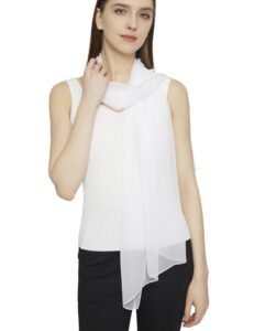 pantonight long chiffon sheer scarf for womens (073 white)