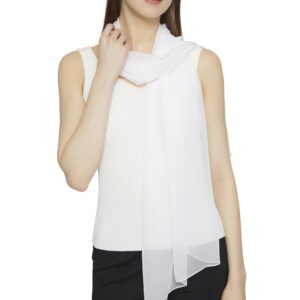 PANTONIGHT Long Chiffon Sheer Scarf For womens (073 white)