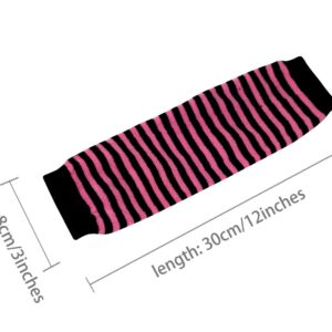 Allegra K Women's Fingerless Gloves Printed Elbow Length Knitted Arm Warmers One Size Black With Pink