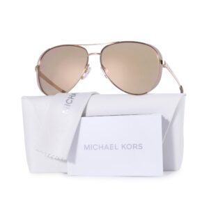 michael kors mk5004 chelsea aviator 1017r1 59m sunglasses for women + bundle with designer iwear eyewear kit (rose gold/taupe/rose gold flash)