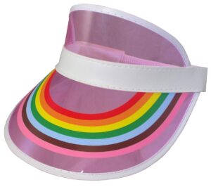 nicky bigs novelties clear colored plastic rainbow sun visor tennis beach vegas dealer golf pride music festival hats, pink