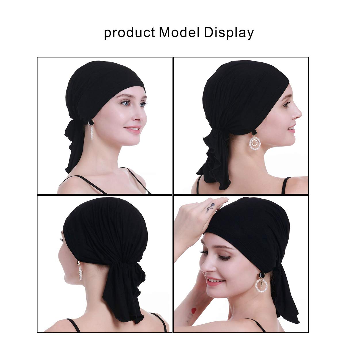 osvyo Chemo Headscarf for Women Hair Loss - Cancer Slip On Headwear Turbans Sealed Packaging Black