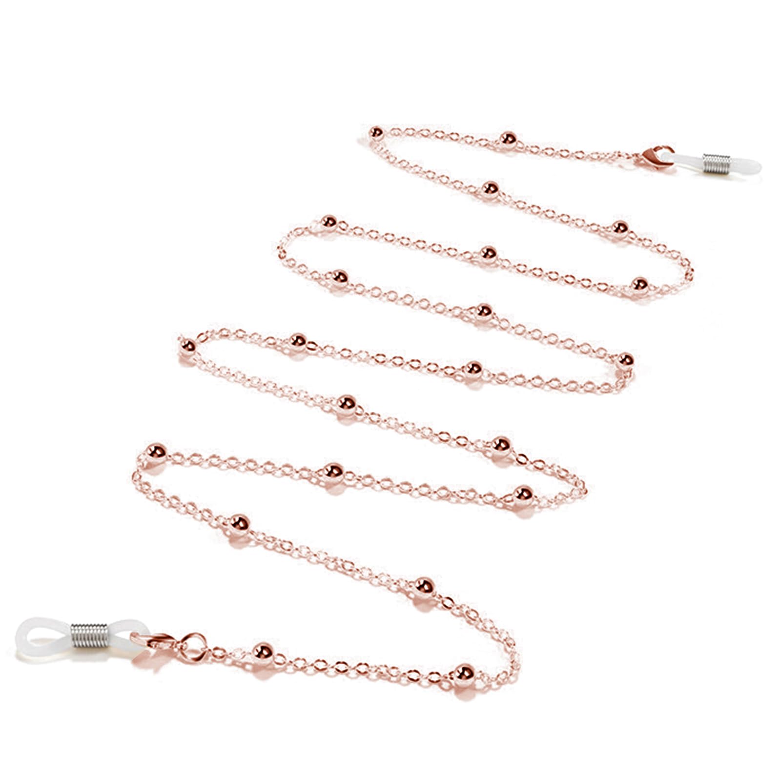 ZOORON Eyeglass Chains for Women, Premium Beaded Eyeglass Necklace Chain Cord, Eye Glasses String Holder 2Pack-Rose Gold & Silver