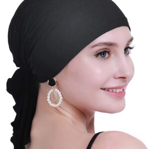 osvyo Chemo Headscarf for Women Hair Loss - Cancer Slip On Headwear Turbans Sealed Packaging Black