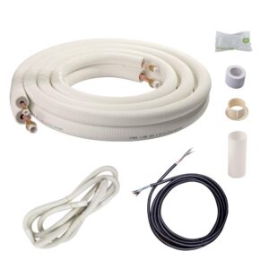 wostore 16 ft. line set 1/4&3/8 inch 3/8" pe for mini split air conditioner insulated coil copper pipes hvac with fittings