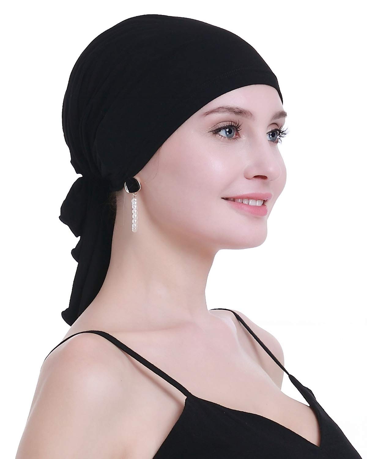 osvyo Chemo Headscarf for Women Hair Loss - Cancer Slip On Headwear Turbans Sealed Packaging Black