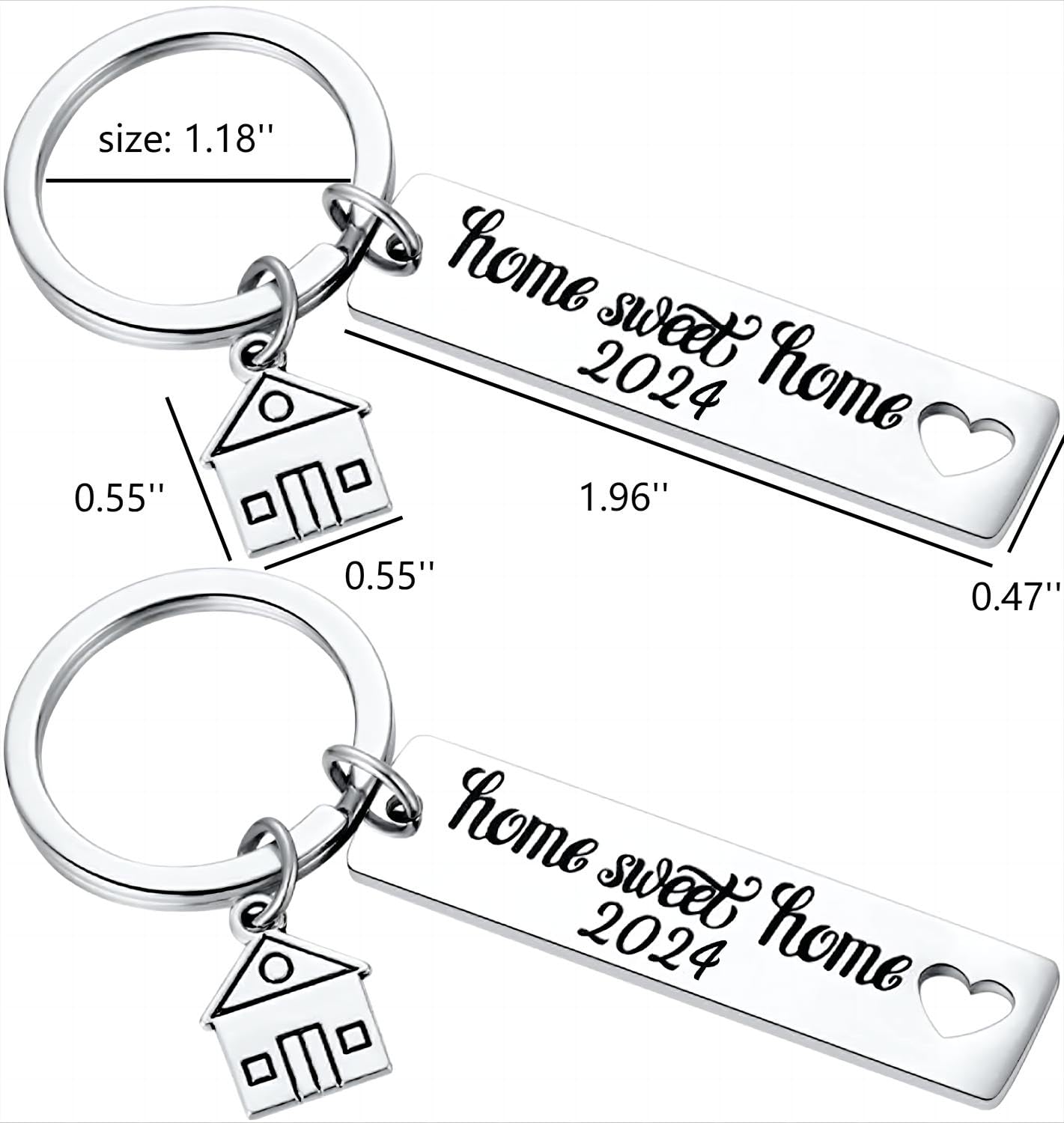 2PCS 2024 Home Sweet Home Key Chain Housewarming Presents, New Homeowner Keychain Closing Gift Ideas, Real Estate Gifts From Agent For Client Congratulations