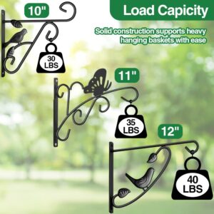 AMAGABELI GARDEN & HOME 2 Pack 10'' Hanging Brackets for Plants Outdoor Hanging Planter Hook Plant Hangers Outdoor Metal Hanging Bracket with Screw Plant Hooks Hangers for Bird Feeder Lawn Decor