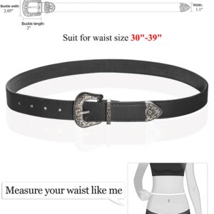 INOGIH Western-Leather-Belts-Women Vintage Waist-Belts with Hollow Out Flower Buckle