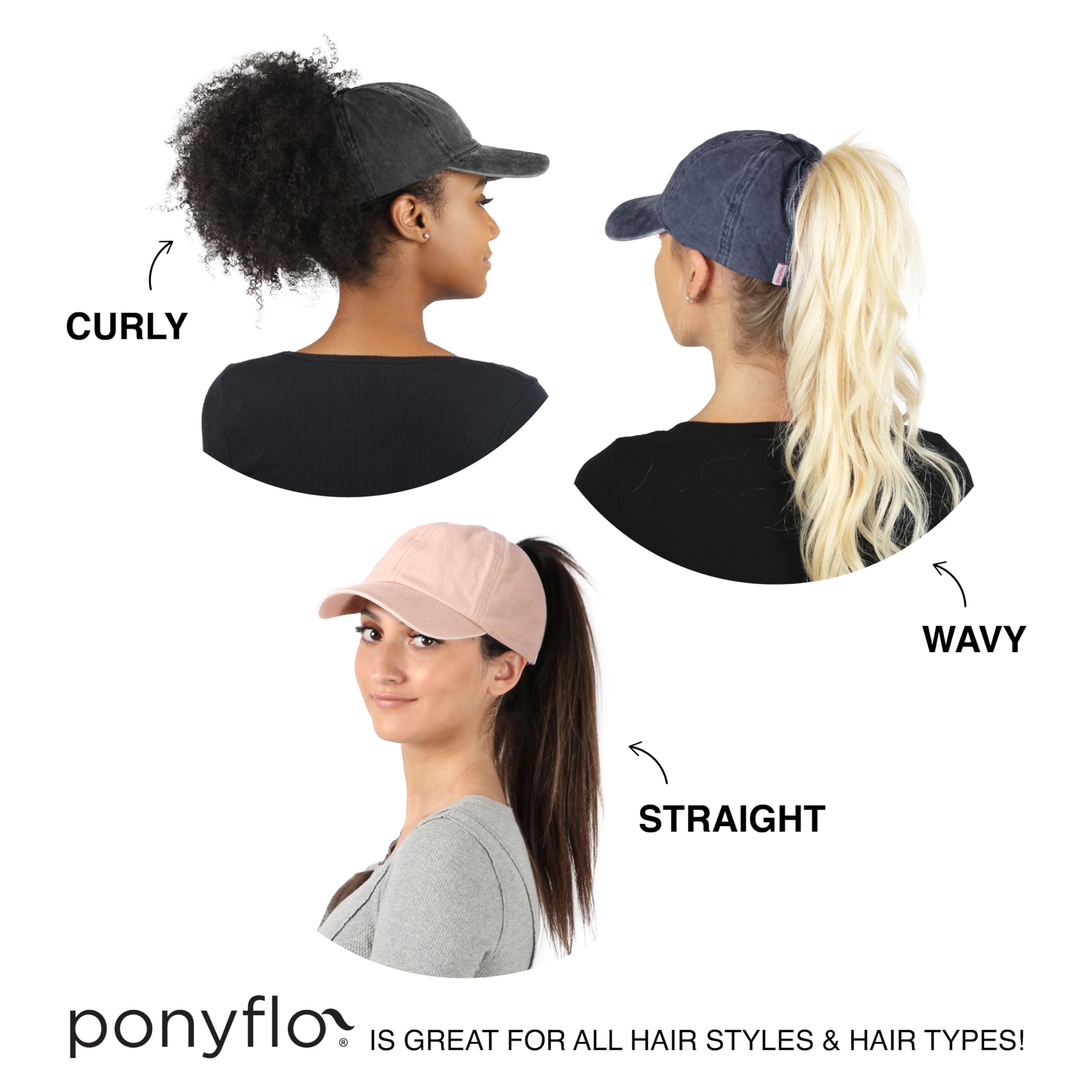 Ponyflo Cotton Ponytail Hat - Ponytail Caps for Women, Designed for All Hair Types