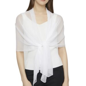 PANTONIGHT Long Chiffon Sheer Scarf For womens (073 white)