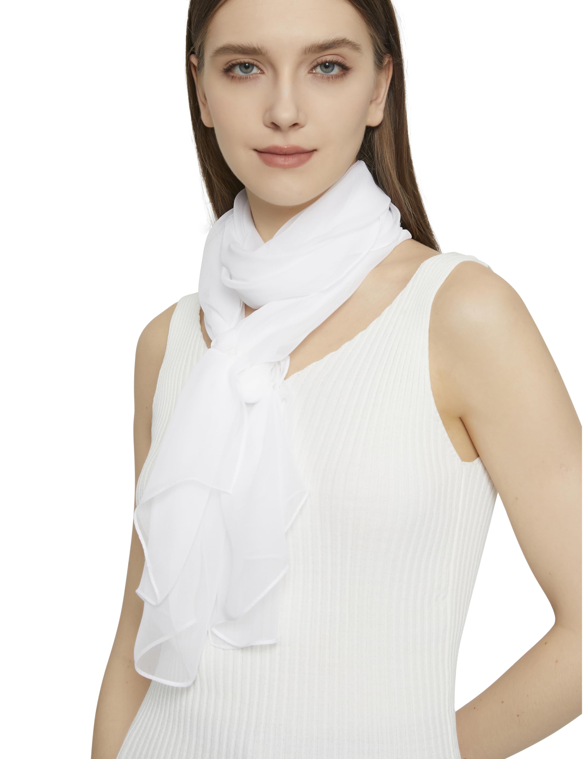 PANTONIGHT Long Chiffon Sheer Scarf For womens (073 white)