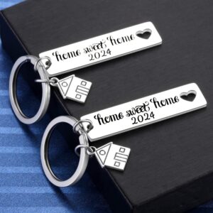 2PCS 2024 Home Sweet Home Key Chain Housewarming Presents, New Homeowner Keychain Closing Gift Ideas, Real Estate Gifts From Agent For Client Congratulations