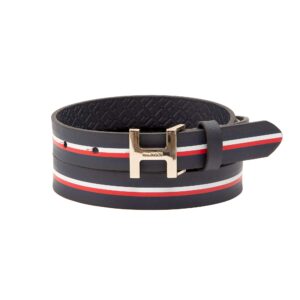 tommy hilfiger women's striped ribbon womens belt accessory, -navy, large