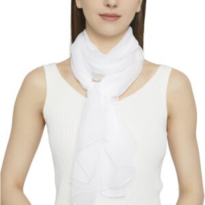 PANTONIGHT Long Chiffon Sheer Scarf For womens (073 white)