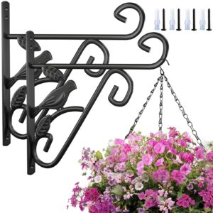 amagabeli garden & home 2 pack 10'' hanging brackets for plants outdoor hanging planter hook plant hangers outdoor metal hanging bracket with screw plant hooks hangers for bird feeder lawn decor