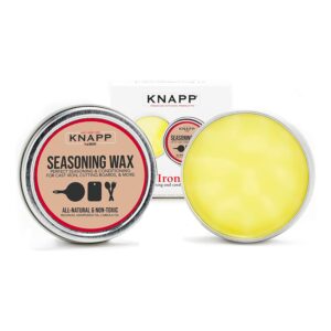 knapp made cast iron seasoning wax and carbon steel seasoning wax - 2 oz unique blend of natural oils and beeswax - restore cast iron, steel, cutting board, kitchenware.wood furniture seasoning wax