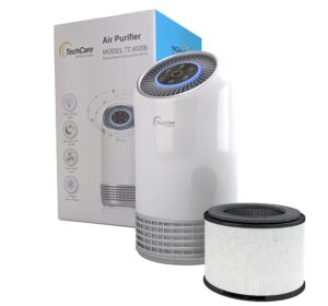 air purifier bedroom office use [true hepa] filter silent comfort white noise smart air cleaner smokers eliminate allergies odor dust eliminator high efficiently carbon filters [california compliant]