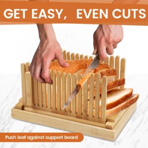 Bread Slicer for Homemade Bread, foldable adjustable Slicing width with cutting board, cutting bagels or even slices of bread becomes easy.