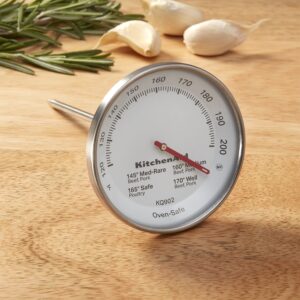 KitchenAid KQ902 Leave-in, Oven/Grill safe Meat Thermometer, TEMPERATURE RANGE: 120F to 200F, Stainless Steel, Analog