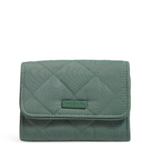 vera bradley women's performance twill riley compact wallet with rfid protection, olive leaf, one size