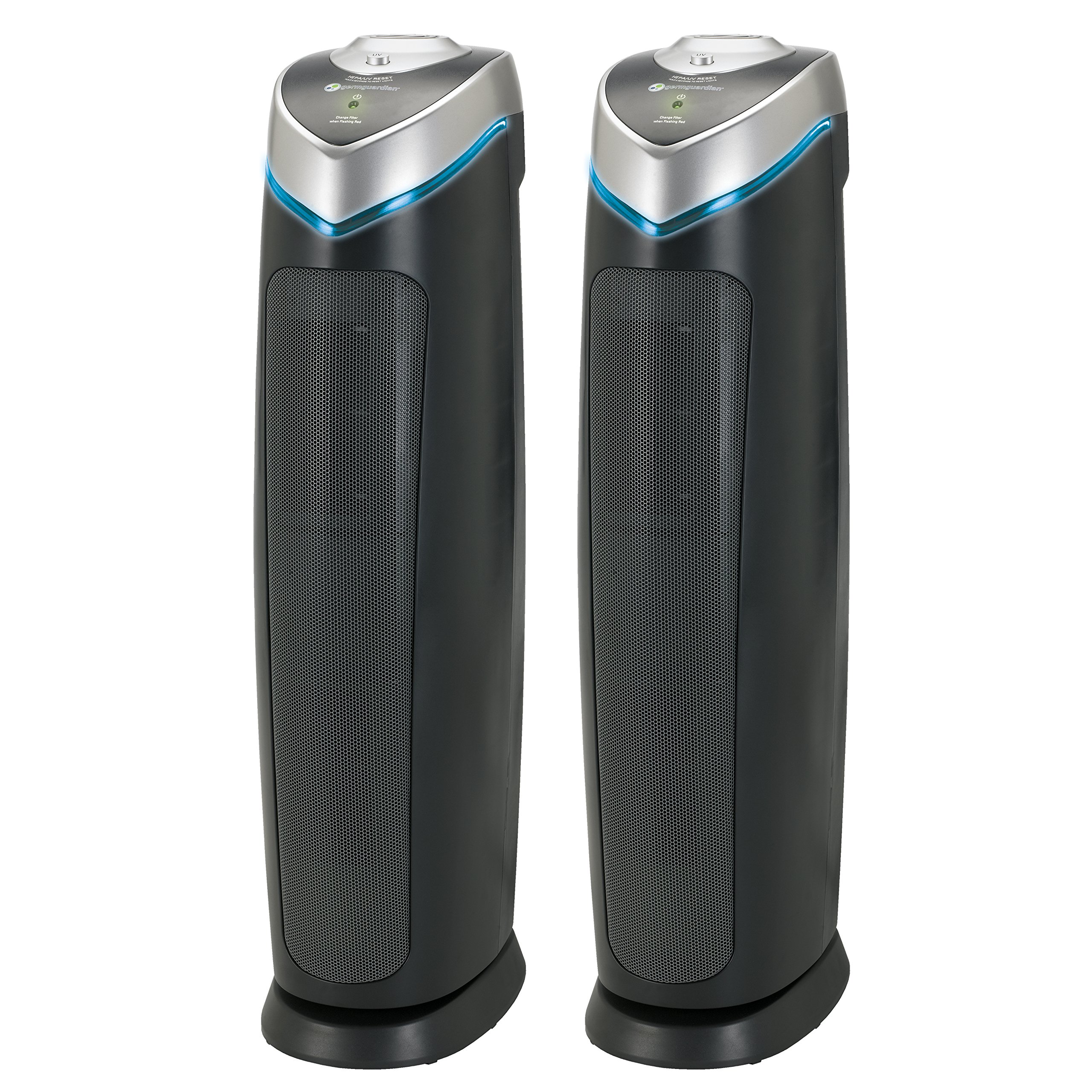 GermGuardian Air Purifier with HEPA 13 Filter, Removes 99.97% of Pollutants, Covers up to 915 Sq. Foot Room in 1 Hr, UV-C Light Helps Reduce Germs, Zero Ozone Verified, 28", 2-Pack, Gray, AC50002PK