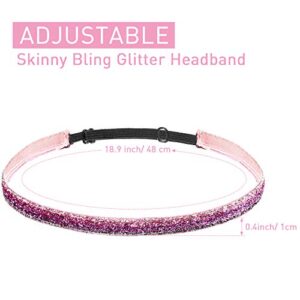 10 Pcs Glitter Non Slip Running Headbands Elastic Girls Sports Velvet Sparkly Fabric Stretchy Shiny Headbands Pack Workout Fashion Hair Accessories for Teen Girl Women Party Favors(0.4 Inches/ 1 cm)