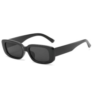 dollger rectangle sunglasses for women trendy 90s retro sunglasses square frame black sunglasses