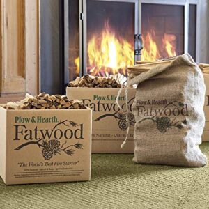 Plow & Hearth Fatwood Fire Starter Organic Kindling Firewood Sticks for Wood Stoves Fireplaces Campfires Fire Pits, Non Toxic, 30 LB - Approx 360 Sticks