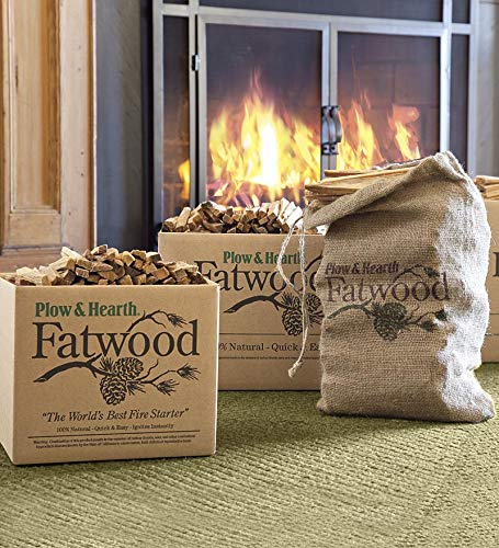 Plow & Hearth Fatwood Fire Starter Organic Kindling Firewood Sticks for Wood Stoves Fireplaces Campfires Fire Pits, Non Toxic, 30 LB - Approx 360 Sticks