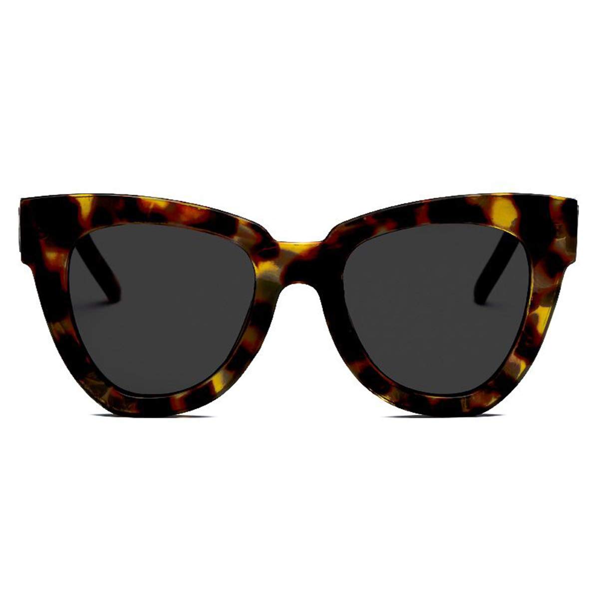 Dollger Retro Cat Eye Sunglasses Women Men Oversized Square Tortoise Shell Cateye Trendy Sunglasses Leopard