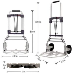 Folding Hand Truck, Hand Truck, Dolly, 2 Wheel-Roate Load Bearing 120 Kg Telescopic Construction Utility Cart Luggage Ideal for Personal, Travel, Moving And Office Use