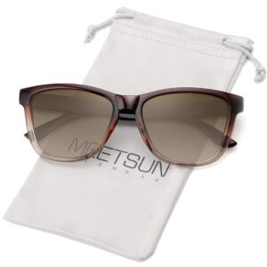 meetsun polarized sunglasses for women men classic retro designer style (ombre brown frame/gradient lens, 54)