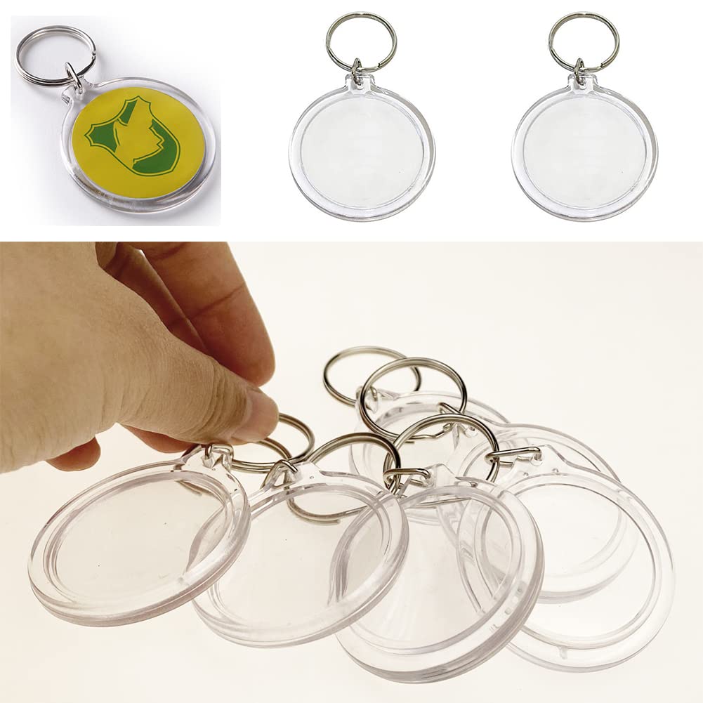 25PCS Clear Round Acrylic Photo Keychains Round Blank Insert Photo Picture Frame Split Ring Keychain Snap In Round Photo Keychrings Wallet Friendly Key Ring for Women Men 1.4 x 1.4 Inch Inner Diameter