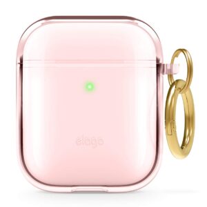 elago clear airpods case with keychain designed for apple airpods 1 & 2 (lovely pink)