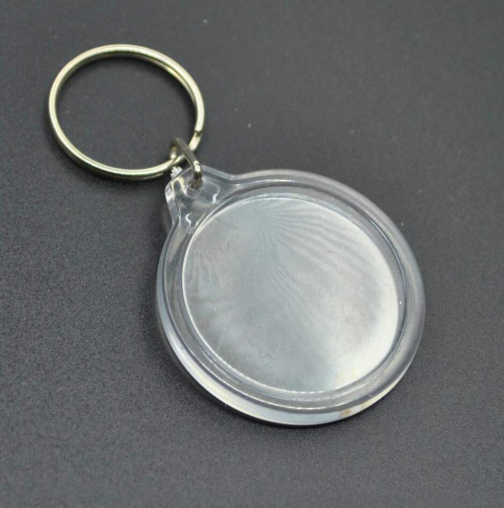 UPSTORE 25PCS 1.4inch Inner Diameter Round Clear Acrylic Blank Passport Photo Logo Image Inserts Split Keychain Keyrings Wallet Friendly Picture Snap-in Frame Key Ring for Women and Men