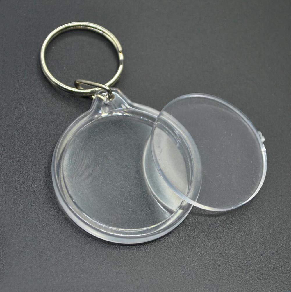 UPSTORE 25PCS 1.4inch Inner Diameter Round Clear Acrylic Blank Passport Photo Logo Image Inserts Split Keychain Keyrings Wallet Friendly Picture Snap-in Frame Key Ring for Women and Men