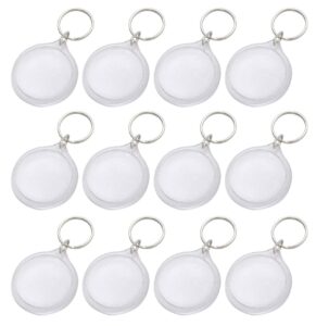 upstore 25pcs 1.4inch inner diameter round clear acrylic blank passport photo logo image inserts split keychain keyrings wallet friendly picture snap-in frame key ring for women and men