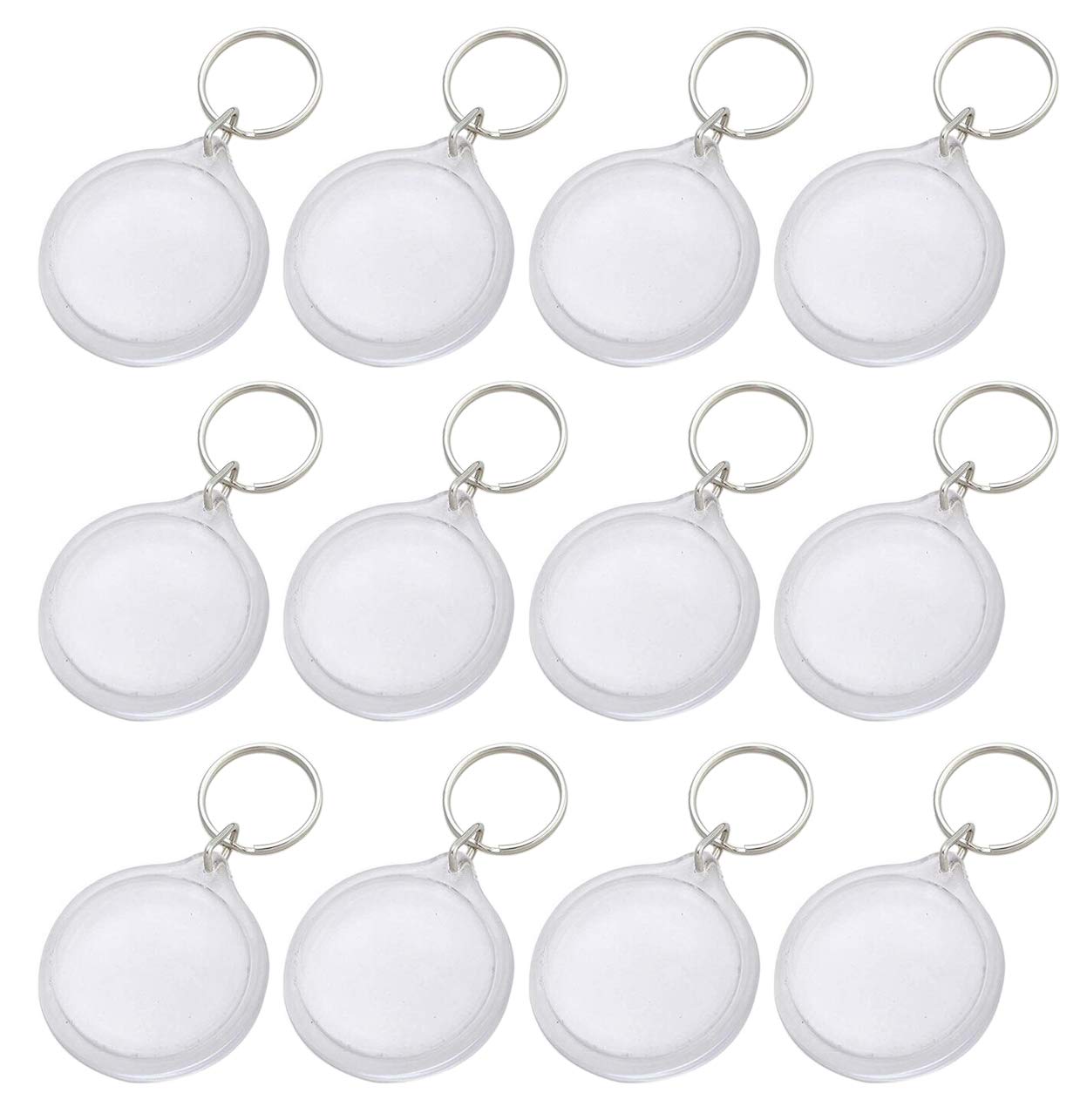 UPSTORE 25PCS 1.4inch Inner Diameter Round Clear Acrylic Blank Passport Photo Logo Image Inserts Split Keychain Keyrings Wallet Friendly Picture Snap-in Frame Key Ring for Women and Men