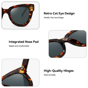 Dollger Retro Cat Eye Sunglasses Women Men Oversized Square Tortoise Shell Cateye Trendy Sunglasses Leopard