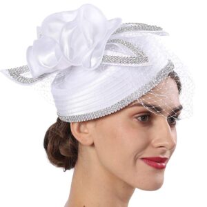 forbusite fascinators hat for women church tea party headband derby wedding cocktail hat white