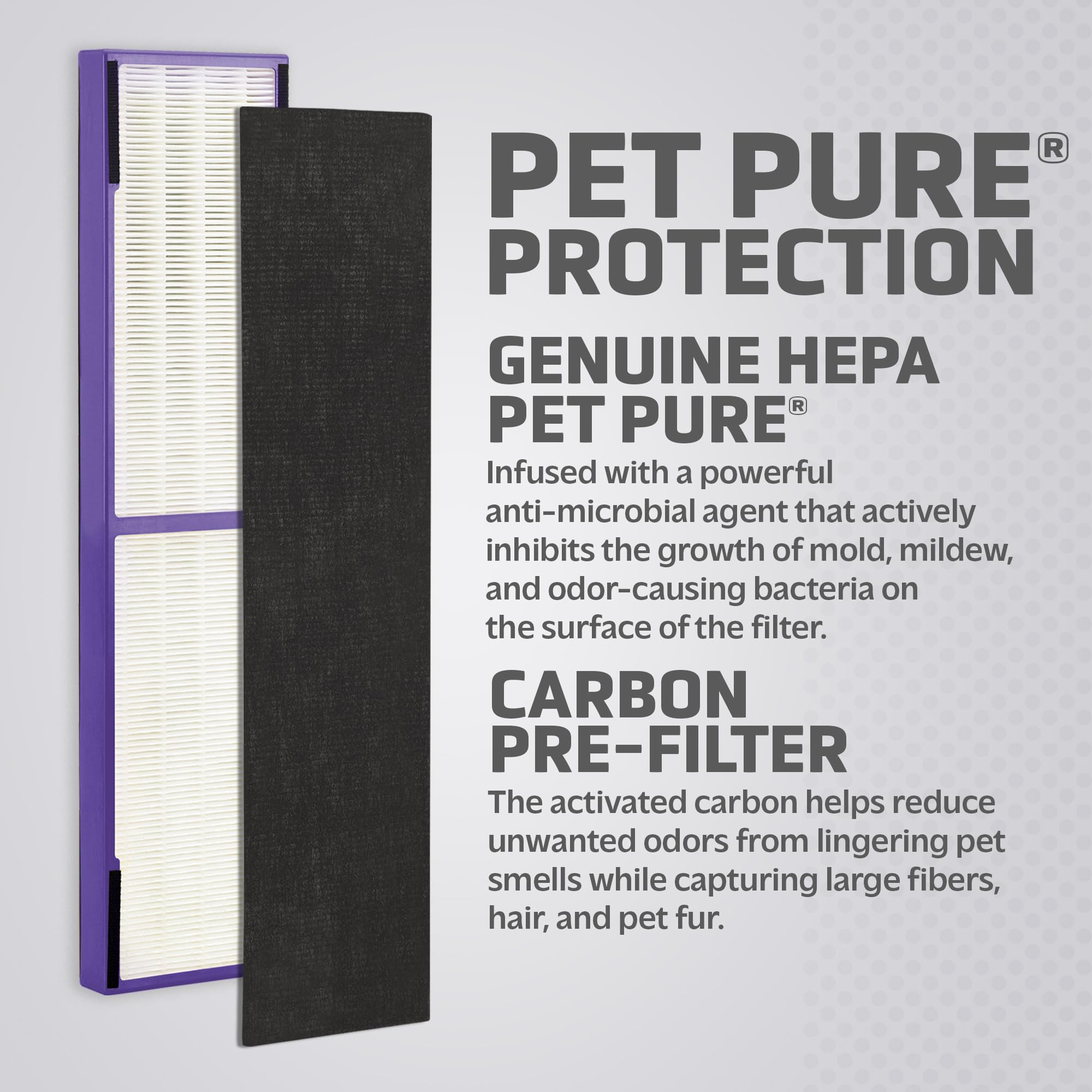 GermGuardian Filter C Pet Pure HEPA Genuine Air Purifier Replacement Filter, Removes 99.97% of Pollutants, for AC5000, AC5250, AC5300, AC5350, CDAP5500, AP2800, 2-Pack, Black/Purple, FLT5250PT2PK