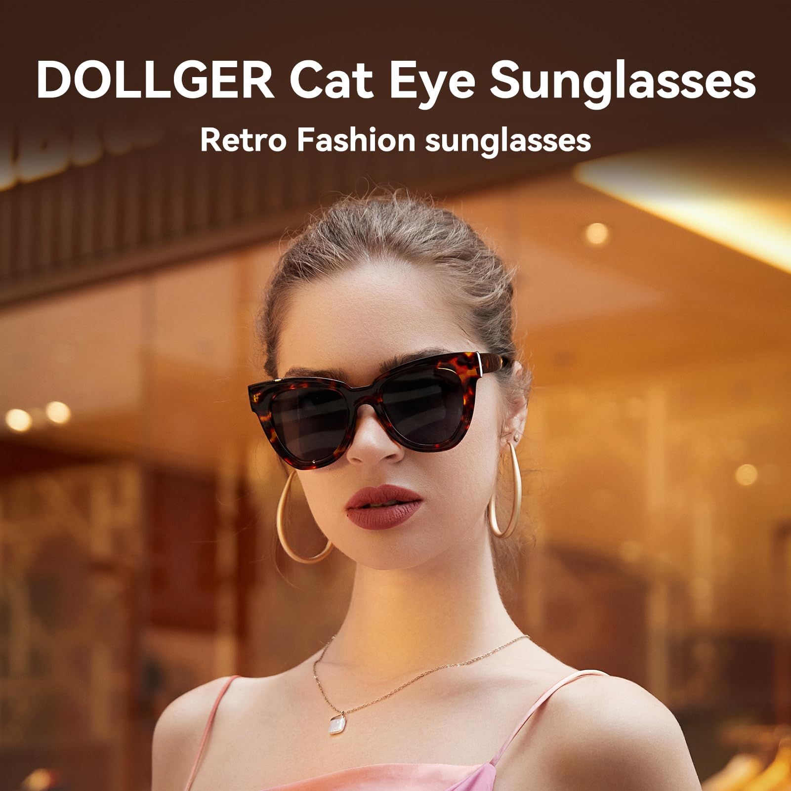 Dollger Retro Cat Eye Sunglasses Women Men Oversized Square Tortoise Shell Cateye Trendy Sunglasses Leopard