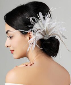 chmier bridal 1920s flapper feather hair clip pin crystal white feather roaring 20s headpiece prom party festival hair jewelry for women