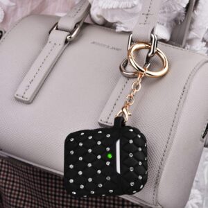 CAGOS for Airpod Case 2nd/1st Generation, Cute Rhinestone Airpods Case Protective Cover Accessories Keychain Compatible with Airpods Gen 2 1st Case Women Girls, Black