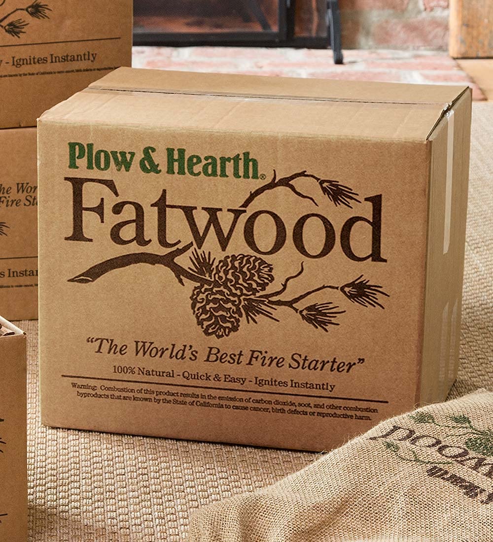 Plow & Hearth Fatwood Fire Starter Organic Kindling Firewood Sticks for Wood Stoves Fireplaces Campfires Fire Pits, Non Toxic, 30 LB - Approx 360 Sticks