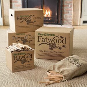 Plow & Hearth Fatwood Fire Starter Organic Kindling Firewood Sticks for Wood Stoves Fireplaces Campfires Fire Pits, Non Toxic, 30 LB - Approx 360 Sticks