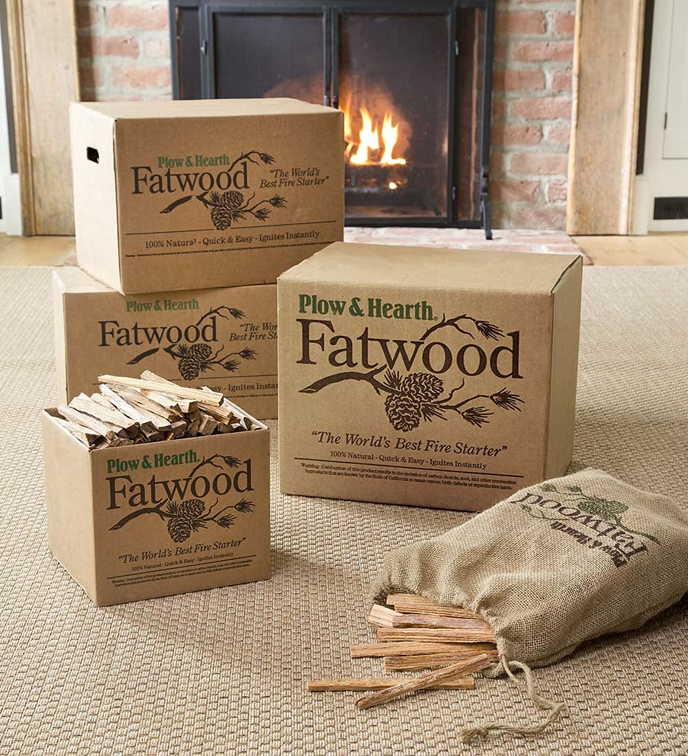 Plow & Hearth Fatwood Fire Starter Organic Kindling Firewood Sticks for Wood Stoves Fireplaces Campfires Fire Pits, Non Toxic, 30 LB - Approx 360 Sticks